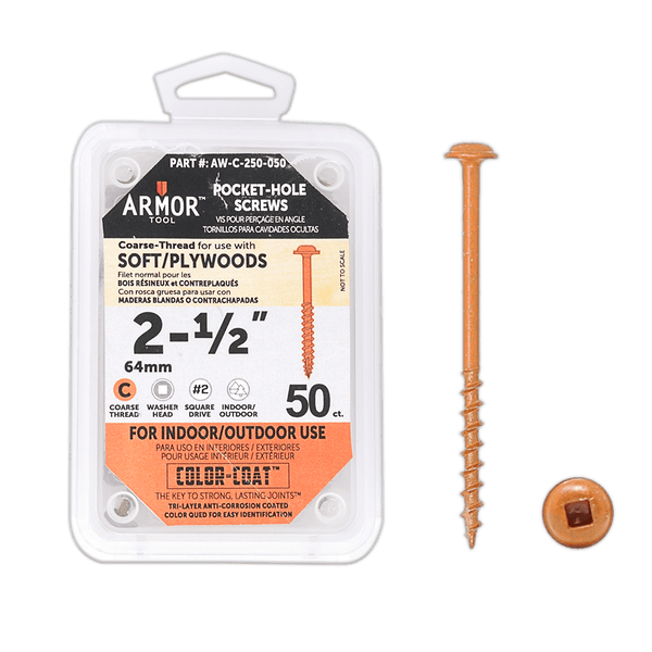 Color-Coat 2-1/2″ Coarse-Thread Pocket Hole Screws- 50 Package (Armor ...